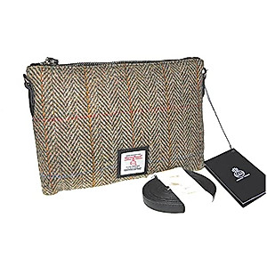 Real Harris Tweed Scotland Clutch Bag - Green Herringbone