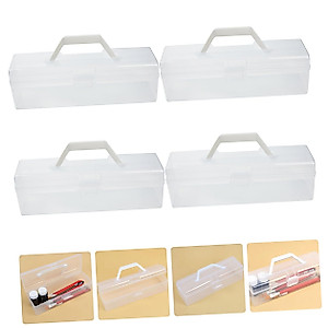 VILLCASE 4pcs Boxes Portable Storage Box Silverware Noodle Storage Container Utencil Storage Case Containers with Lids Coffee Bean Canister Kitchen Food Container Student Simple Drawer Pp