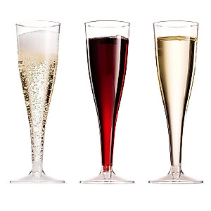 24 Pc Plastic Champagne Flutes Disposable Wine Glasses Mimosa Cups Wedding 6oz Clear Glassware Beverage Events Shatterproof Toasting Catering Holidays Thanksgiving Drinkware Drinking Dish Tableware