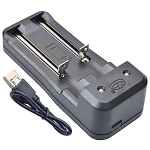 funkawa (2- Pack) AA 3.7V 850mAh Li-ion Rechargeable Battery with Charger, ER14505, Button top, Good for Flashlight Lumintop Tool AA 2.0, Klarus Mi7