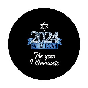 2024 Bar Mitzvah Quote Festive Black Blue Decor PopSockets Standard PopGrip