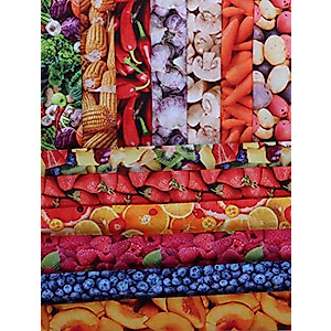 Mook Fabrics Cotton Fruits-Vegetables, Multi, 15 Yard Bolt