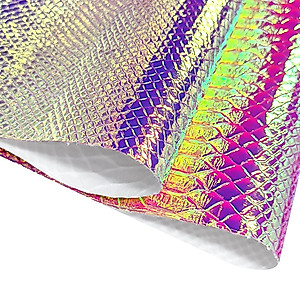 HYANG Holographic Snake Embossing Gold PU Faux Leather Sheets,Very Suitable for Making DIY Crafts,Handbags Leather Earrings, Bows,Sewing etc 1Rolls 12"X53" (30cmX135cm)