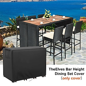 TheElves Outdoor Bar Height Dining Set Cover,Patio Dining Set Cover Waterproof for 76' Long Outdoor Wicker Bar Dining Set- 76*34*42 Inch