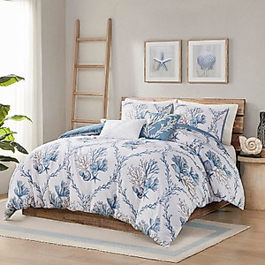 Harbor House Duvet Cover King Size, Textured Dobby Weave Lightweight Duvet Cover, Coastal Print, Soft & Breathable Cotton Bedding King Duvet Cover Set, Pismo Beach, King/Cal King Multi 5 Piece