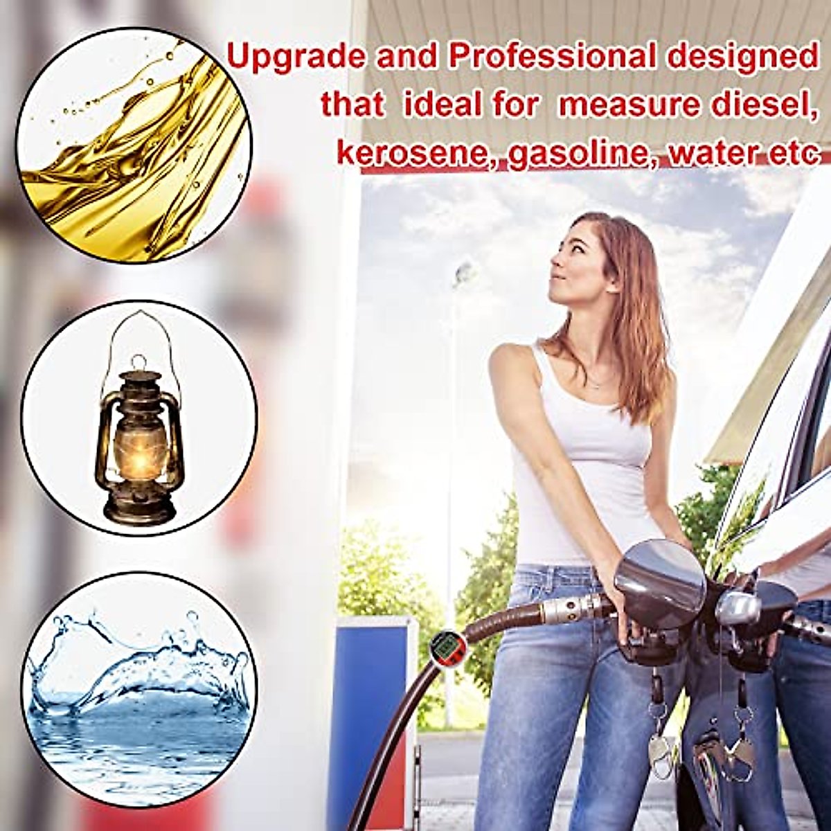 Professional Turbine Flow Meter Digital Flowmeter - Upgrade LCD Display with NPT Counter Oil Fuel Flowmeter for Measure Diesel Kerosene Gasoline