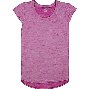 Reebok Womens Marled Jersey Basic T-Shirt, Pink, Small