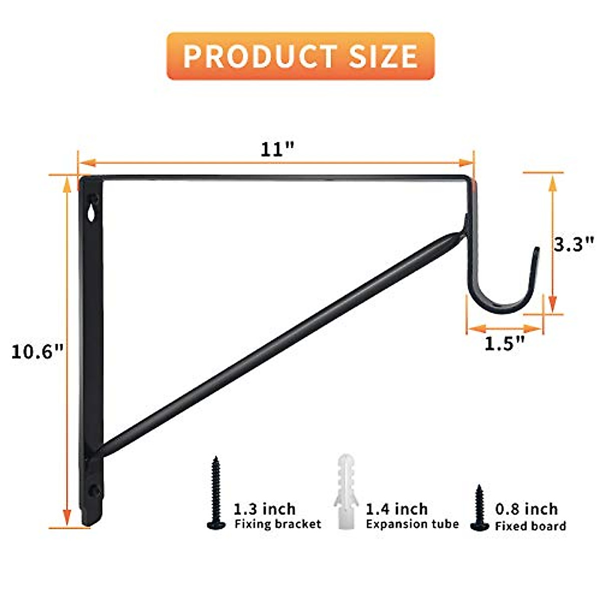 Kunzye 4 Pack of Closet Rod Brackets,Heavy Duty Black Closet Shelf & Rod Brackets,Closet Shelves Bracket with Rod Shelving Support, with Screws