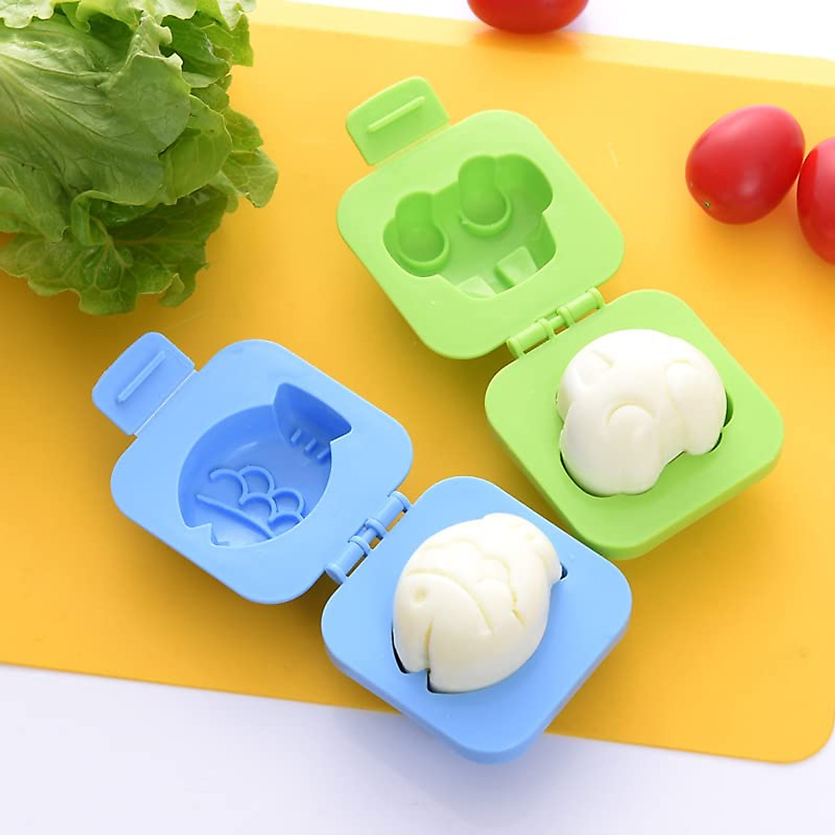 YunKo 6Pcs Egg Rice Mold Hard Boiled Egg Mold Fish Car Heart Shape Onigiri Mold Rice Ball Maker for Kids,Fondant Cake Pop Decorating Tool Fun Cookery Kitchen Gadgets