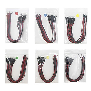 KeeYees 60Pcs 3mm Pre Wired LED Diodes Light Ultra Bright -White Warm White Red Blue Green Yellow (10PCS X 6 Colors) + 60Pcs 3mm Plastic LED Holder LED Light Mounting Holders