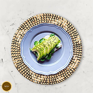 CozyHomie Large Seagrass Baskets Hanging Wall Basket Decor Boho Wall Decor Hanging Woven Wall Basket Boho Round Wicker Rattan Baskets Boho Woven Flat Baskets (Set 4 of Cozy Full)