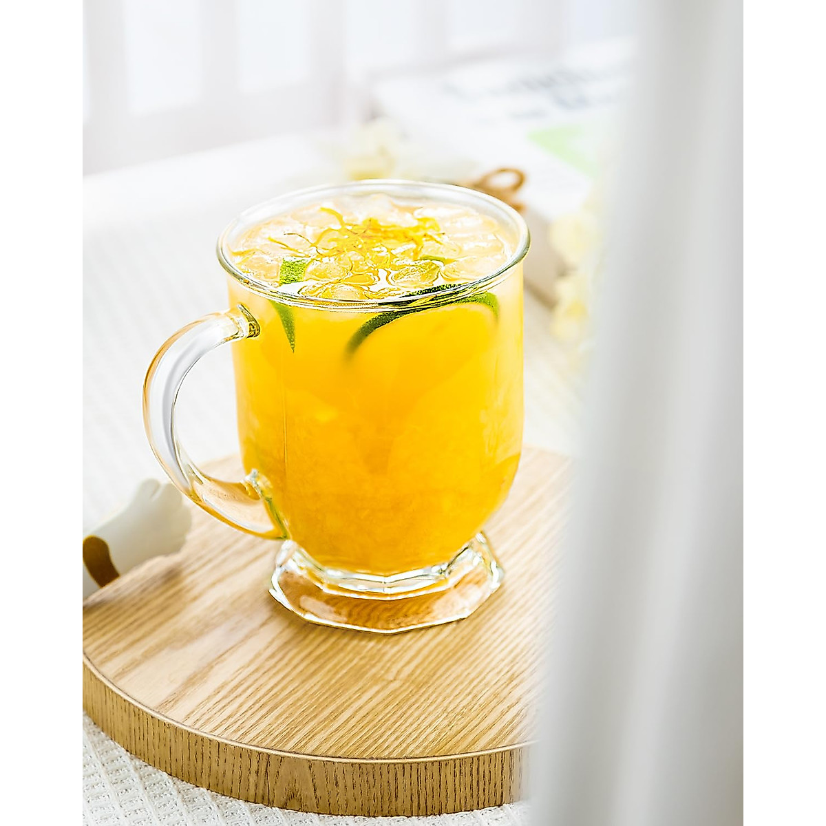 LUXU 24 OZ Glass Coffee Mugs(Set of 2),Large Clear Coffee Mug,Glass Mugs With Handles for Hot and Cold Beverages,Durable Mugs for Tea, Cappuccino, Latte,Coffee,Juice,Milk,Hot Chocolate,Beer Mugs