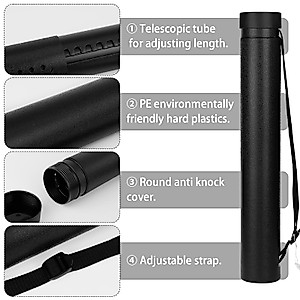 DEWEL Extendable Poster Tubes with Strap, Telescoping Transport Tube for Blueprint, Water-Resistant Art Drafting Maps Storage Holder, Expands from 22 to 38.5 inches, Black 3 Packs