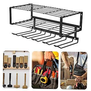 Levemolo Electric Drill Storage Rack Peg Board Drill Holder Cordless Drill Screwdriver Electric Eletric Screwdrivers Garage Tool Organizer Garage Organizers and Storage Black Carbon Steel