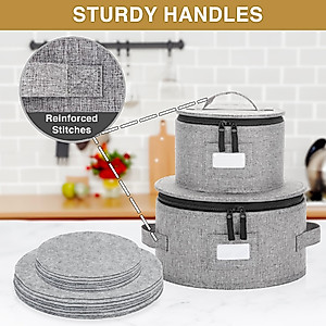 China Storage Container for Saucer and Appetizer Plates - 7" W x 5.5" H - Includes 12 Felt Dividers. Hard Shell and Stackable