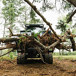 Titan Attachments 60" Economy Series Root Grapple Bucket Attachment, Universal SSQA Connection, Twin 3,000 PSI Cylinder with Cylinder Guard, Back Stoppers, 3/8" Thick Steel Frame