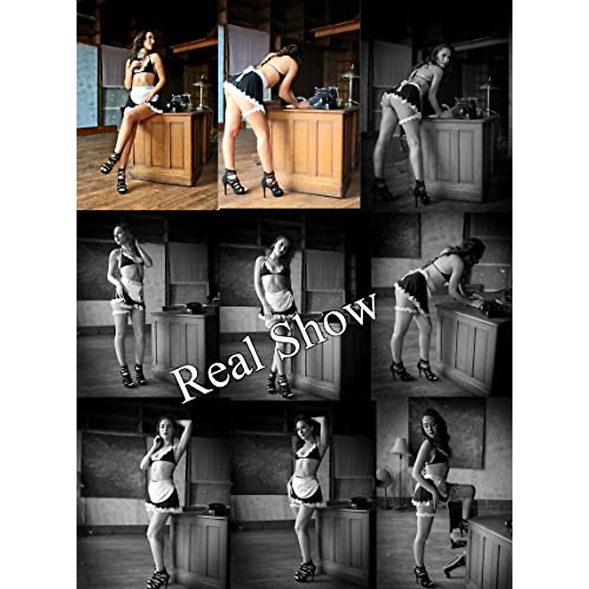 Avidlove French Maid Lingerie Women's Exotic Costumes Role Playing Lingerie Schoolgirl Lingerie Black Large