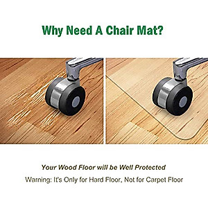 Seteol Home Office Chair Mat for Hardwood Floor, 30'' x 48'' Clear Floor Mat for Rolling Chairs, Floor Protector Thick Durable Chair Mat Chairmats (30" X 48" Rectangle)