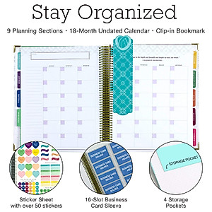 Wedding Planner Gift Set for The Bride to Be: 9x11 Hardcover Wedding Planner and Organizer, Gift Box, Guest Book, Clip-in Bookmark, Planning Stickers, Business Card Holder, and Pocket Folders (Gold)