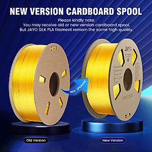 Silk Shiny PLA 3D Printer Filament 1.75mm, JAYO Silk PLA 0.65kg Spool 3D Printing Material, Silky Shine Surface, Neatly Wound Filament, Fits for Most FDM 3D Printers, Light Gold 650g