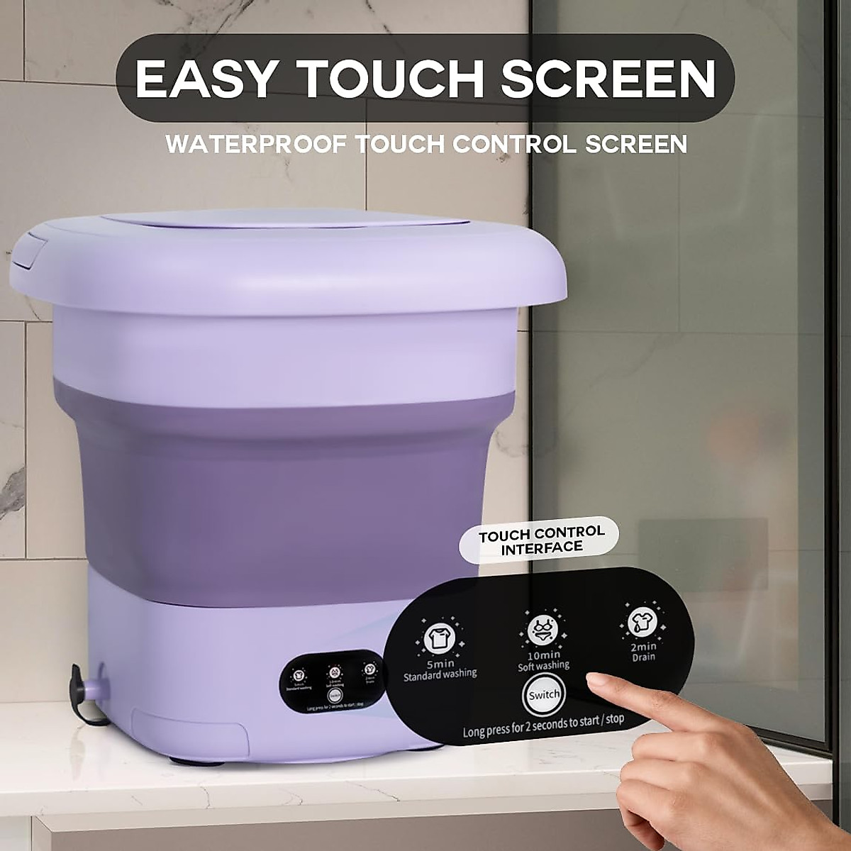 Minanov Mini Portable Washing Machine - Travel Washing Machine with 3 Modes Cleaning - Compact and Foldable Washing Machine for Baby clothes, Underwears - Portable Mini Washer for Dorm, RV, Travel