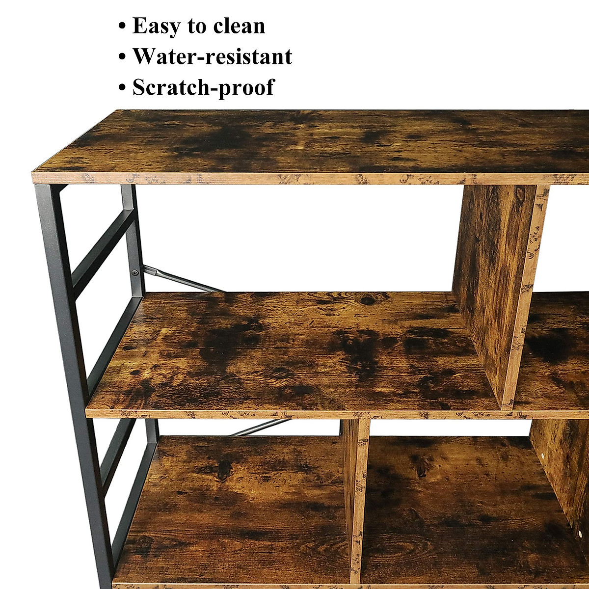 LAVIEVERT 3-Tier Square Bookcase, Standing Bookshelf Display Cabinet with 7 Open Storage Shelves Decor Furniture for Living Room, Bedroom, Home Office - Rustic Brown