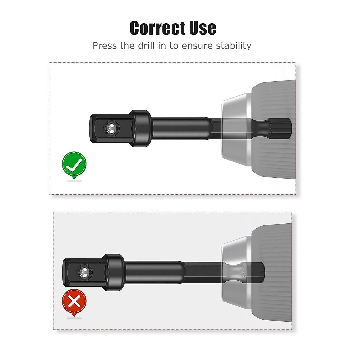 3/8 Impact Adapter, 4 Pack 3/8 Socket Adapter 1/4 Inch to 3/8 Socket Adapter Kit for Impact Driver, Automotive DIY, Extension Socket Driver Bits, Handle Nut Driver and Drills