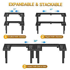 Gaussra Spice Rack Organizer for Cabinet, 2 Tiers Expandable & Stackable Metal Seasoning Organizer, Premium Spice Organization for Cabinet In Home Organization