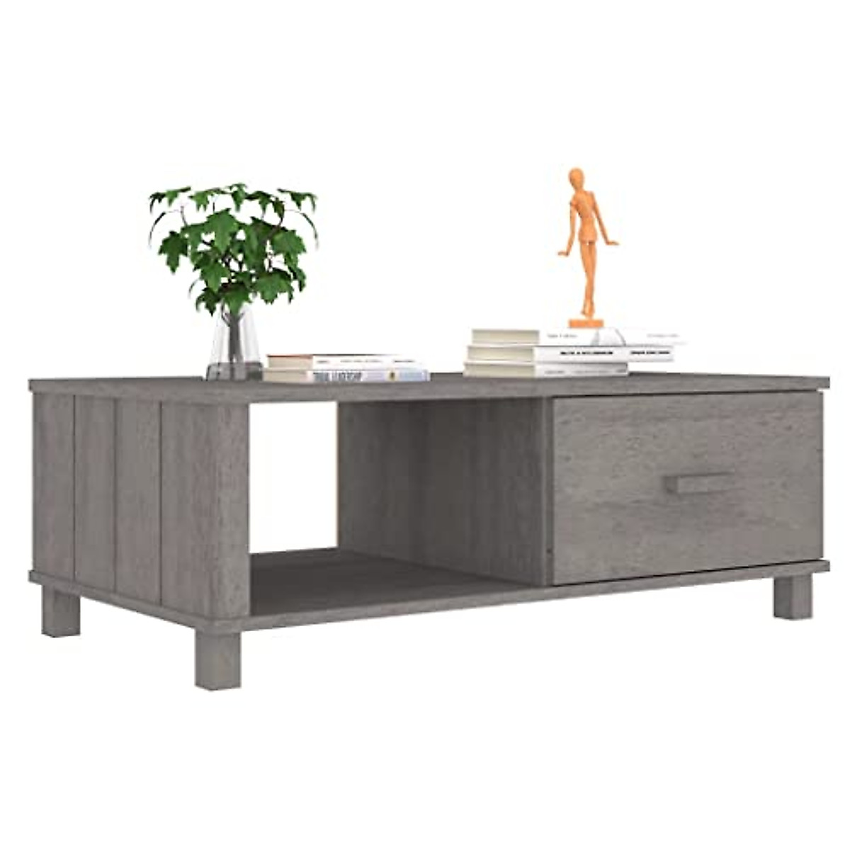 QJBSAVVA Coffee Table HAMAR Light Gray 39.4"x21.7"x13.8" Solid Wood Pine,Living Room Furniture Side Tables Narrow Bedside Tables Suitable for Meeting Rooms, Reception Rooms, Offices