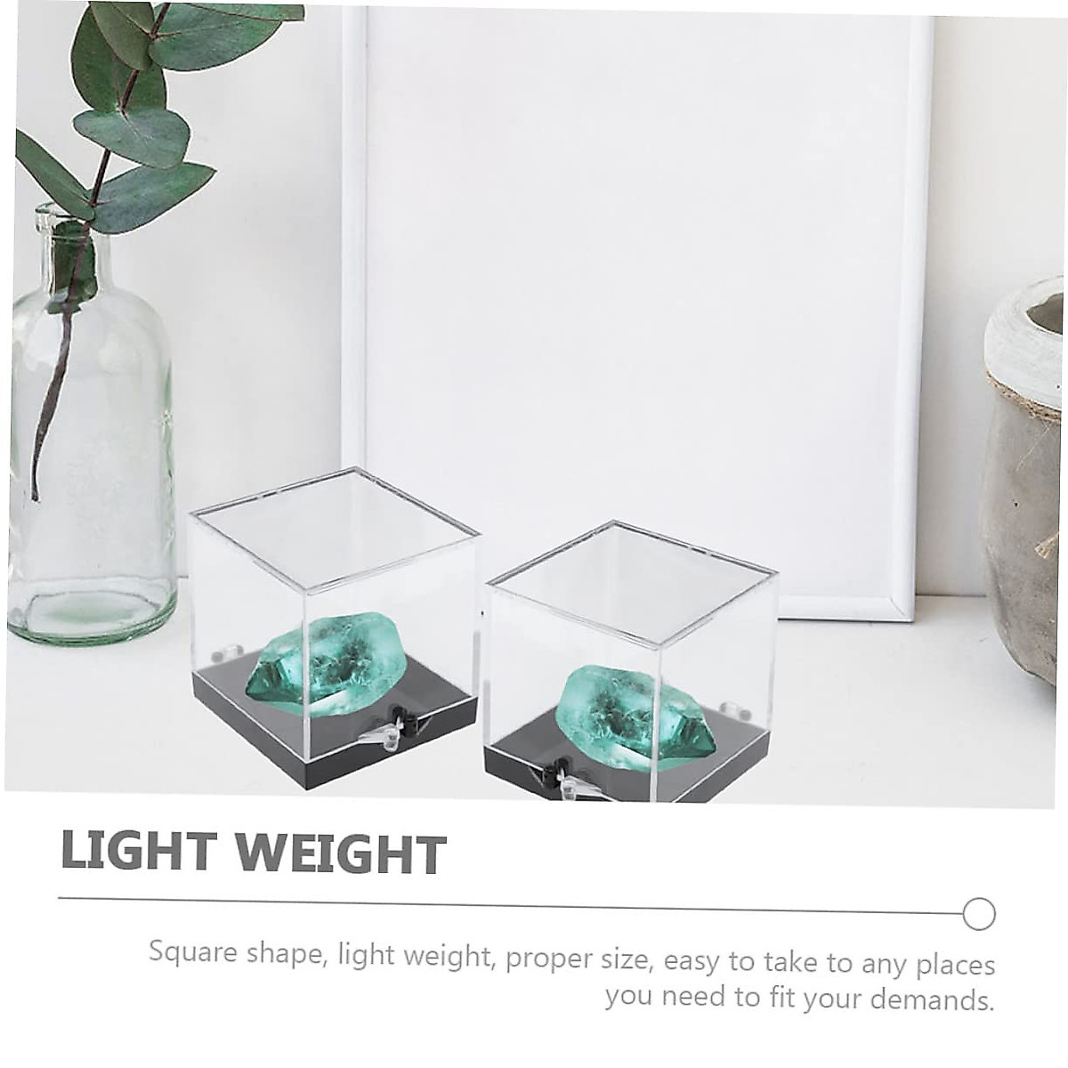 Garneck 8pcs Boxes Glass Jewelry Display Case Glass Containers with Lids Square Containers with Lids Clear Acrylic Show Box Square Display Case Sample Collection Box Storage Container Ring