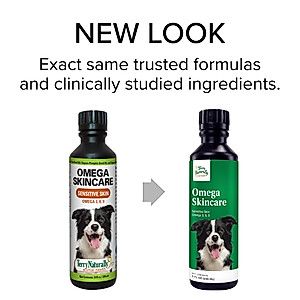 Terry Naturally Animal Health Omega Skincare - 8 fl oz - with Omega-3, -6, -9, Flax, Pumpkin, Sunflower & Sesame Seed Oil - Canine Only - 47 Servings