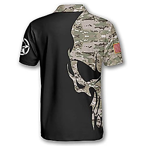 PRIMESTY Personalized US Army Polo Shirts for Men, Short-Sleeve Custom Name US Army Veteran Shirts for Men, Size S-5XL