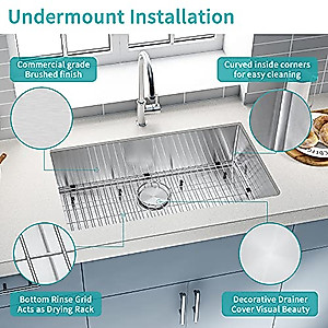 ATTOP 32 Inch Undermount Kitchen Sink With Faucet,Stainless Steel Kitchen Sink Undermount Single Bowl Sink
