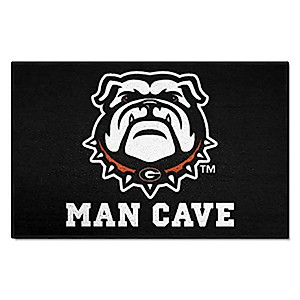 FANMATS 22875 Georgia Bulldogs Man Cave Starter Mat Accent Rug - 19in. x 30in. | Sports Fan Home Decor Rug and Tailgating Mat - Black, Bulldog Logo