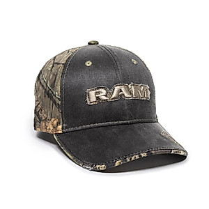 Hat - RAM Camouflage Weathered Ball Cap 3-D Embroidered with Applique