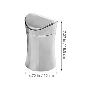 Outanaya Mini Covered Desktop Trash Can Tiny Tabletop Wastebasket Stainless Steel Small Garbage Bin for Bathroom Office Kitchen Desk Car Easy to Clean
