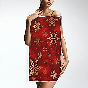 ALAZA Gold Snowflake Hand Towel Red Christmas Fingertip Bath Towel Kitchen Dish Tea Towels Washcloths for Bathroom Hotel Spa