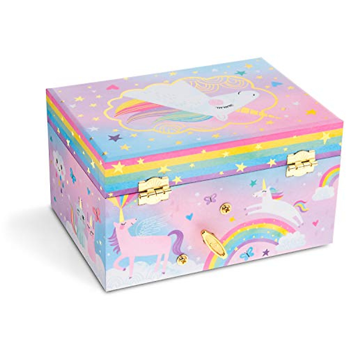 Jewelkeeper Girl's Musical Jewelry Storage Box with Spinning Unicorn, Cotton Candy Unicorn Design, The Beautiful Dreamer Tune, Ideal Gifts for Little Girls