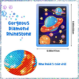 ForPeak Diamond Art for Kids, Arts and Crafts for Kids Ages 8-12, Mosaic Full Drill Gem Art Paint by Numbers, Animal 5D Diamond Painting Kits for Kids DIY for Kids Gift 6" X 6" 4 Pieces (Space)