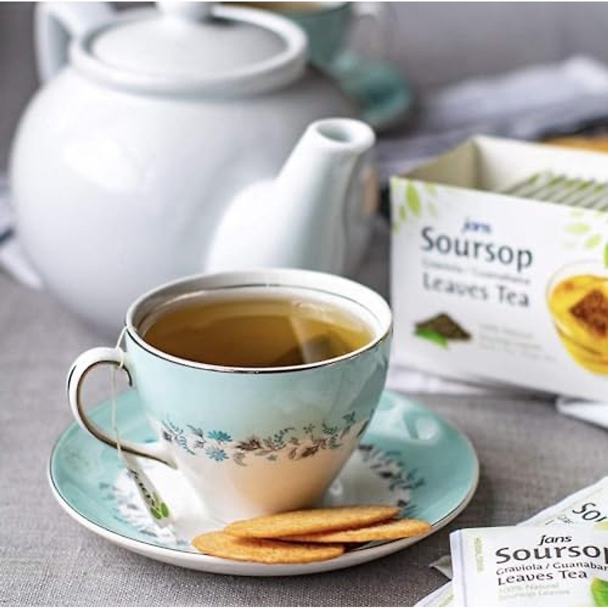 Jans 100% All Natural Soursop Graviola / Guanabana Leaves Tea (25 tea bags) | Cholesterol-Free, Sugar-Free, Fat-Free, Sodium-Free | Best Served Warm | Gental Herbal Aroma