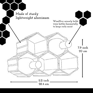 WineHive Modern Contemporary Modular and Customizable Anodized Aluminum Wine Storage System for Wine Collectors and Wine Lovers – 5 Cell Kit - Black