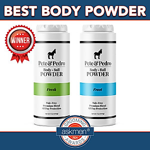Pete & Pedro BODY & BALL POWDER (Fresh Scent), Talc-Free Men’s Body Powder Deodorant for Men, Sweat Absorbs Blocks Odor, Hygiene for Groin Area, Ideal For Gym & Daily Use | Seen on Shark Tank, 5 oz