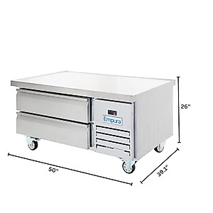 Empura 50" Two-Drawer Chef Base | Self-Contained Undercounter Refrigerated Equipment Stand for Restaurant Cafeteria Worktop | 880 lb Capacity | 50"W x 31.9"D x 26"H, Stainless Steel, 115v, NSF