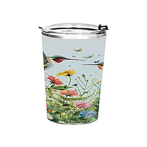Wassud Flying Hummingbirds 20 oz Tumbler with Lid and Straw Stainless Steel Double Wall Vacuum Tumblers Insulated Travel Coffee Mug for Cold and Hot Drinks