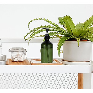 sdoot Green Pump Bottle, 2 Pack Shampoo Bottles with Pump, 17oz Refillable Plastic Soap Dispenser Pump Bottle for Shampoo Conditioner, Shampoo Lotion Body Wash