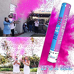 Tamodan Gender Reveal Confetti Powder Cannon，Set of 4 Gender Reveal Powder Cannon (2 Blue +2 Pink) – Gender Reveal Confetti Powder Cannon Ideal for Pregnancy Announcement
