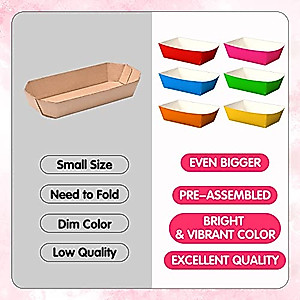 PerKoop 240 Pcs Colorful Food Trays Bulk Rainbow Paper Food Boats Disposable Food Serving Holder Trays Hamburgers Hot Dog Dessert Paper Plates Bowls for Carnival Neon Glow Birthday Party Supplies