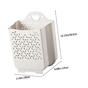 Cabilock 3 Sets Holding Mounted Hanging Space Household Clothes Sticky Wall Laundry for Mesh Hamper Bathroom Mount Container with Folding Dirty Basket Foldable Plastic Hook Organizers Kids