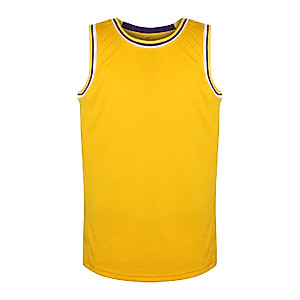 MESOSPERO Blank Basketball Jersey Men's Mesh Athletic Sports Shirts Black Yellow White S-3XL (Yellow, X-Large)