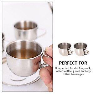 DOITOOL Stainless Steel Tumblers Stainless Steel Coffee Cup Small Espresso Mug 70ml Cocktail Champagne Flutes Drinking Tumbler For Bar Camping Home Party 2pcs Stainless Steel Coffee Mug